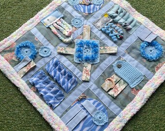 Sensory Quilt Fidget Lap Blanket Dementia Alzheimers Fiddle Autism Mat ...