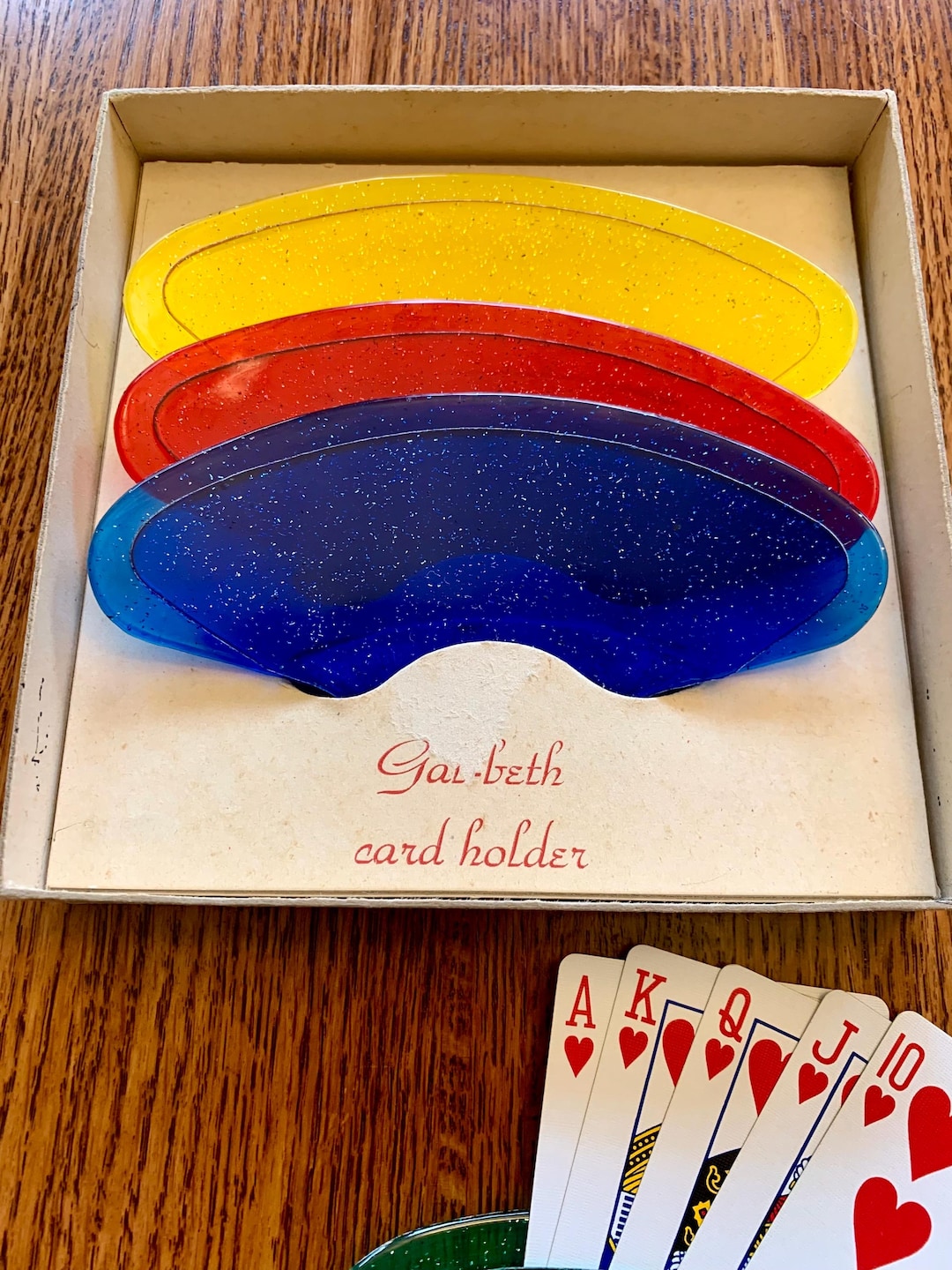 Vintage Playing Card Holder, Vintage Colorful Playing Card Holder, Set ...