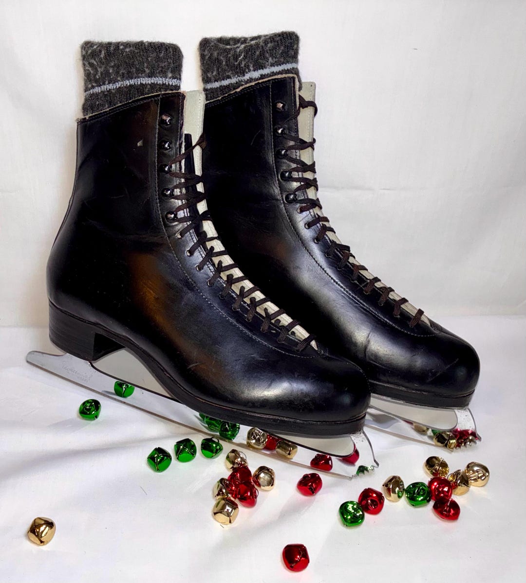 Vintage Riedell Gold Star Ice Skates, Black Leather, Men’s Size 9.5 - Etsy