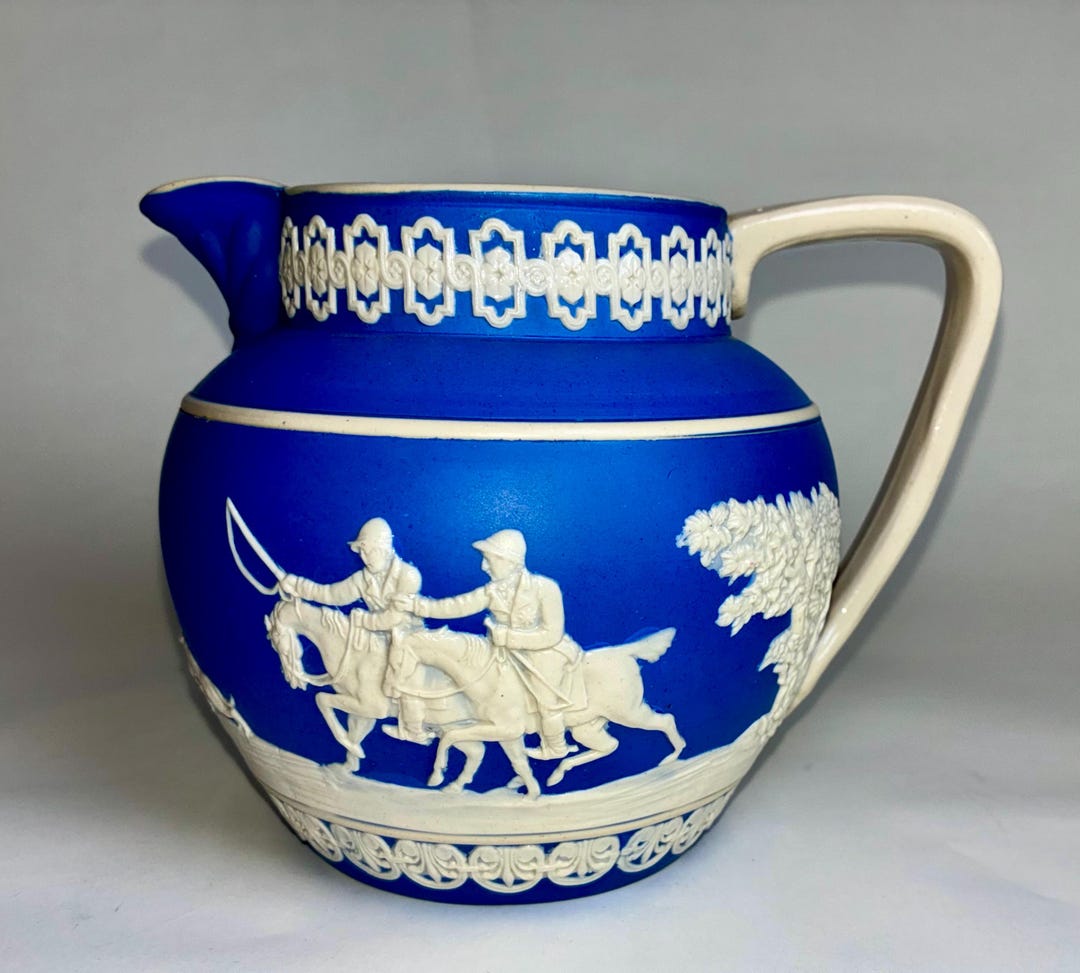 Vintage Copeland Spode Blue Relief Pitcher, Vintage Blue Embossed ...