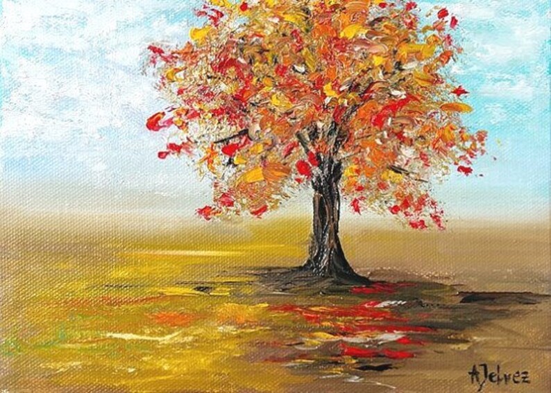 Tree Art Landscape Art Autumn Art Fall Art 5x7 Print Tree | Etsy