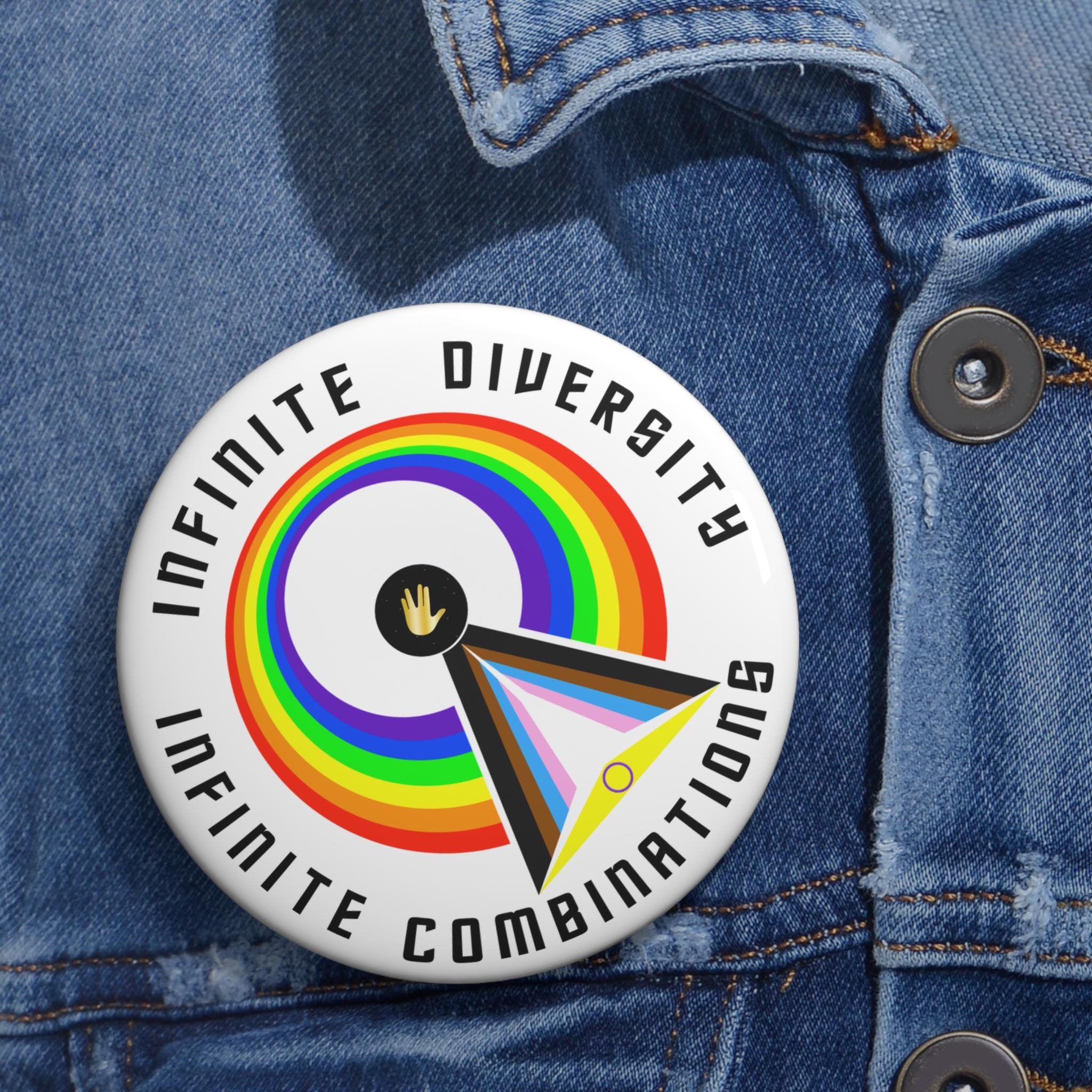 Star Trek IDIC Pride Button Pin With Text - Infinite Diversity in ...