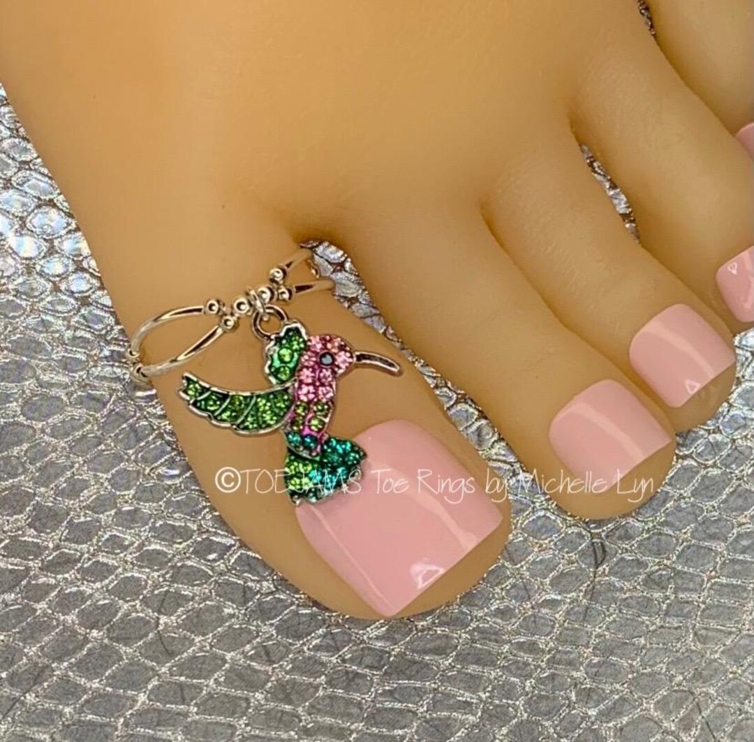 BTE HUMMINGBIRD DANGLE Swarovski Crystal Big Toe Energy Big Toe Ring ...