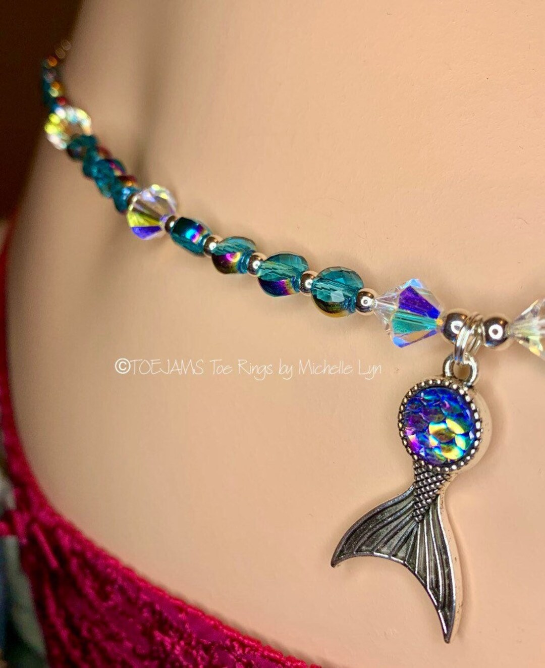 Belly Chain Iridescent Aqua Mermaid Tail Belt With Swarovski Crystals ...