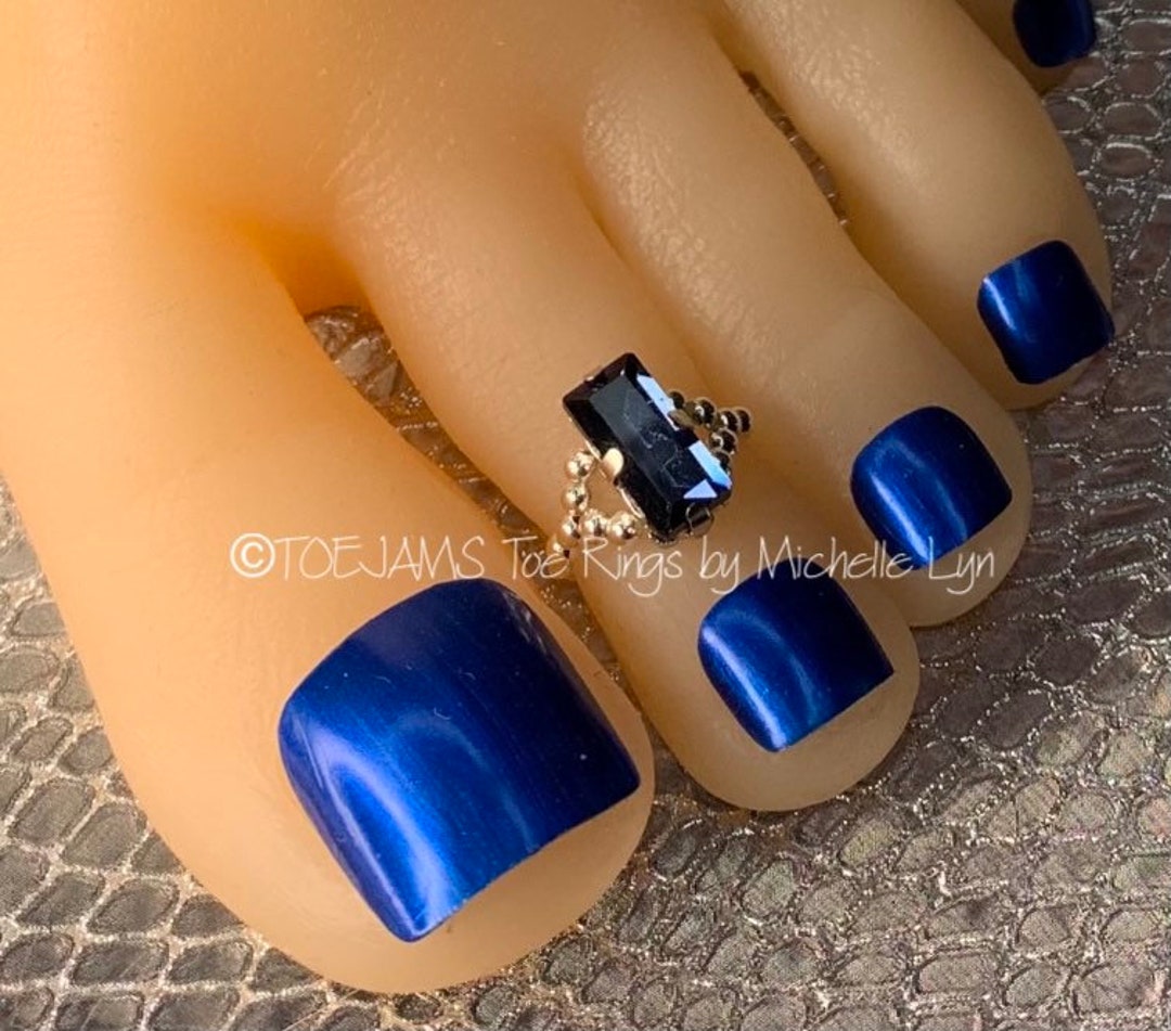 Dusky Blue Faceted Bar Crystal Toe Ring, Stretch Elastic Toe Ring ...