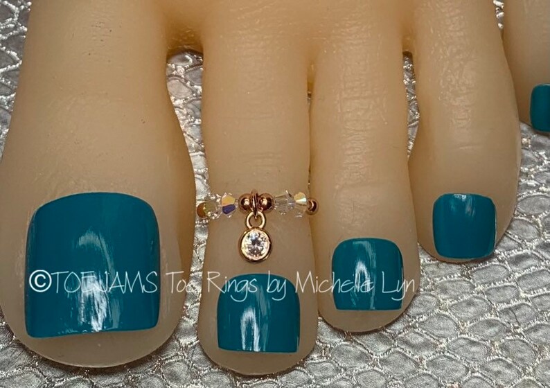 Clear AB Crystal and Silver or Gold Dangle Toe Ring Stretch - Etsy