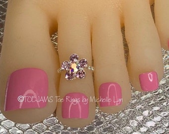 Clear Crystal Super Sparkly Flower Toe Ring, Stretch Elastic Toe Ring ...