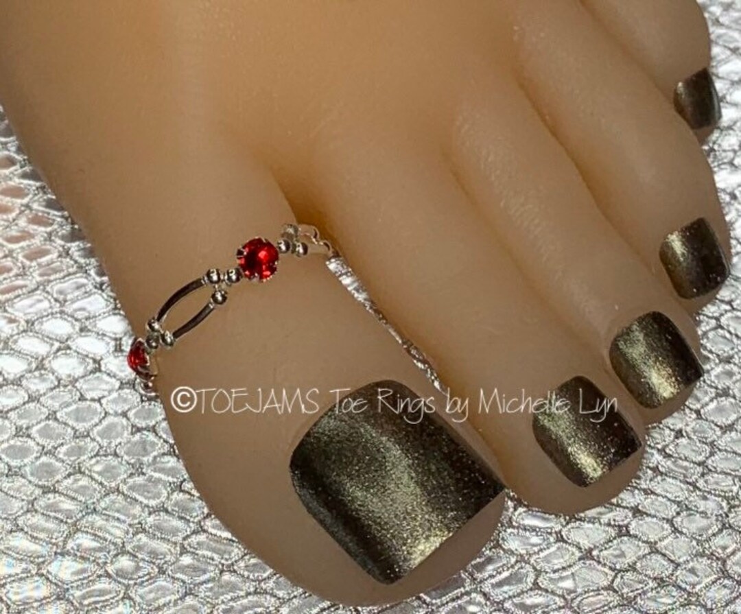 BTE SILVER or GOLD Red Crystals Climbing Roses Big Toe Energy Toe Ring ...