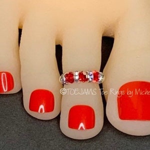 Did I Red That Right? Swarovski Beaded Toe Ring, Elastic Stretch Ring ...