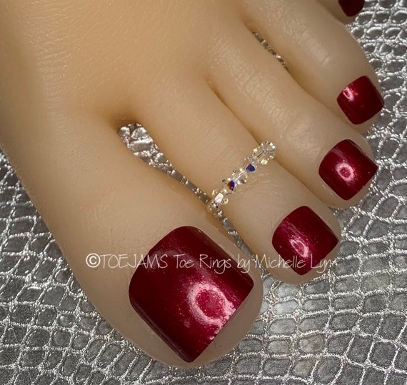 15 COLORS Simple Swarovski Crystal Beaded Band Toe Ring - Etsy
