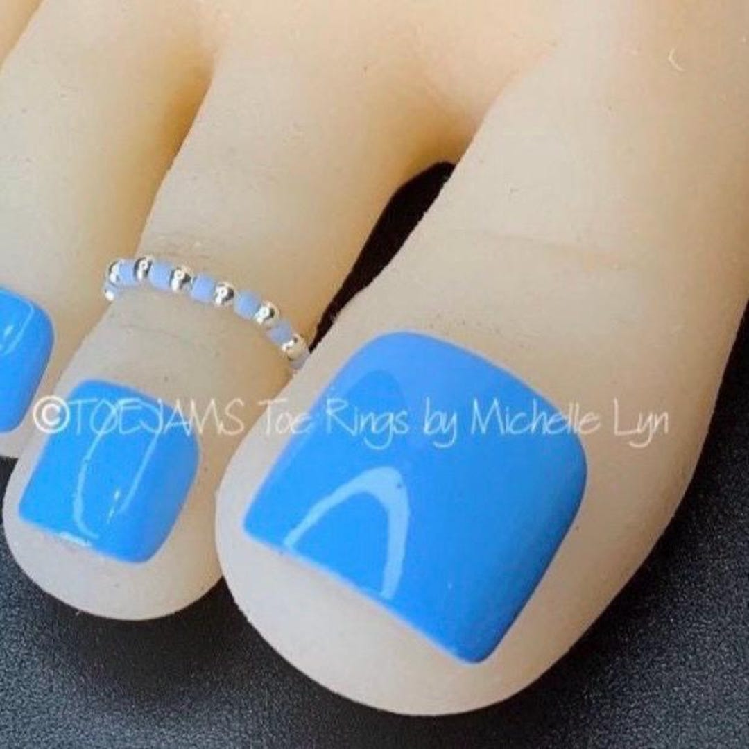 7 Colors! Seed Bead Elastic Stretch Toe Ring, Light Blue, Aqua/red ...