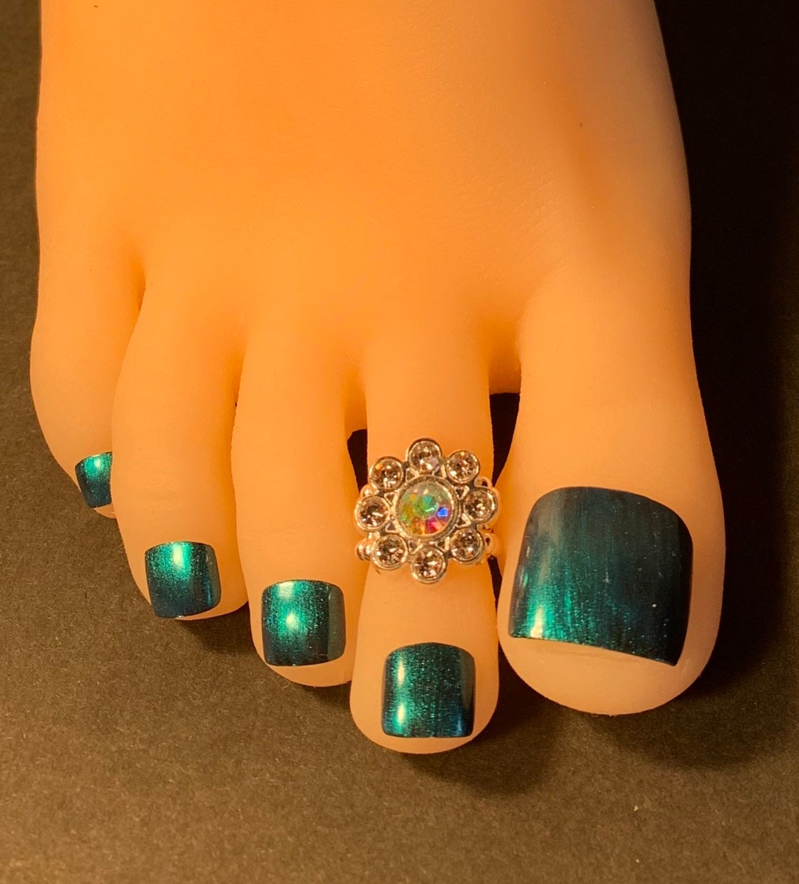 Large Crystal Daisy Toe Ring Stretch Elastic Toe RingToe | Etsy
