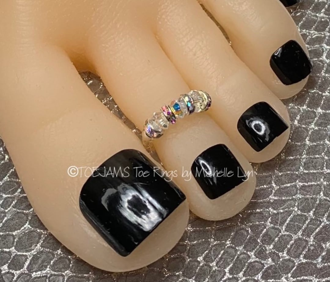 So Obvious! Clear AB Swarovski Crystal Beaded Toe Ring, Elastic Stretch ...