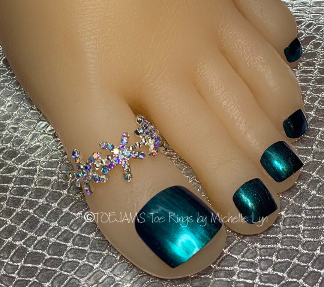 BTE Silver Starfish Throuple Big Toe Energy Toe Ring, Clear AB Crystal ...