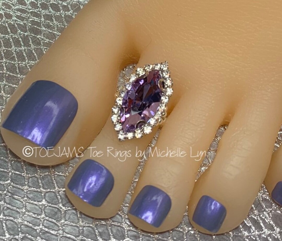 Tootsie Pop Purple Marquis Prismatic Crystal With Halo Beaded Band Toe ...