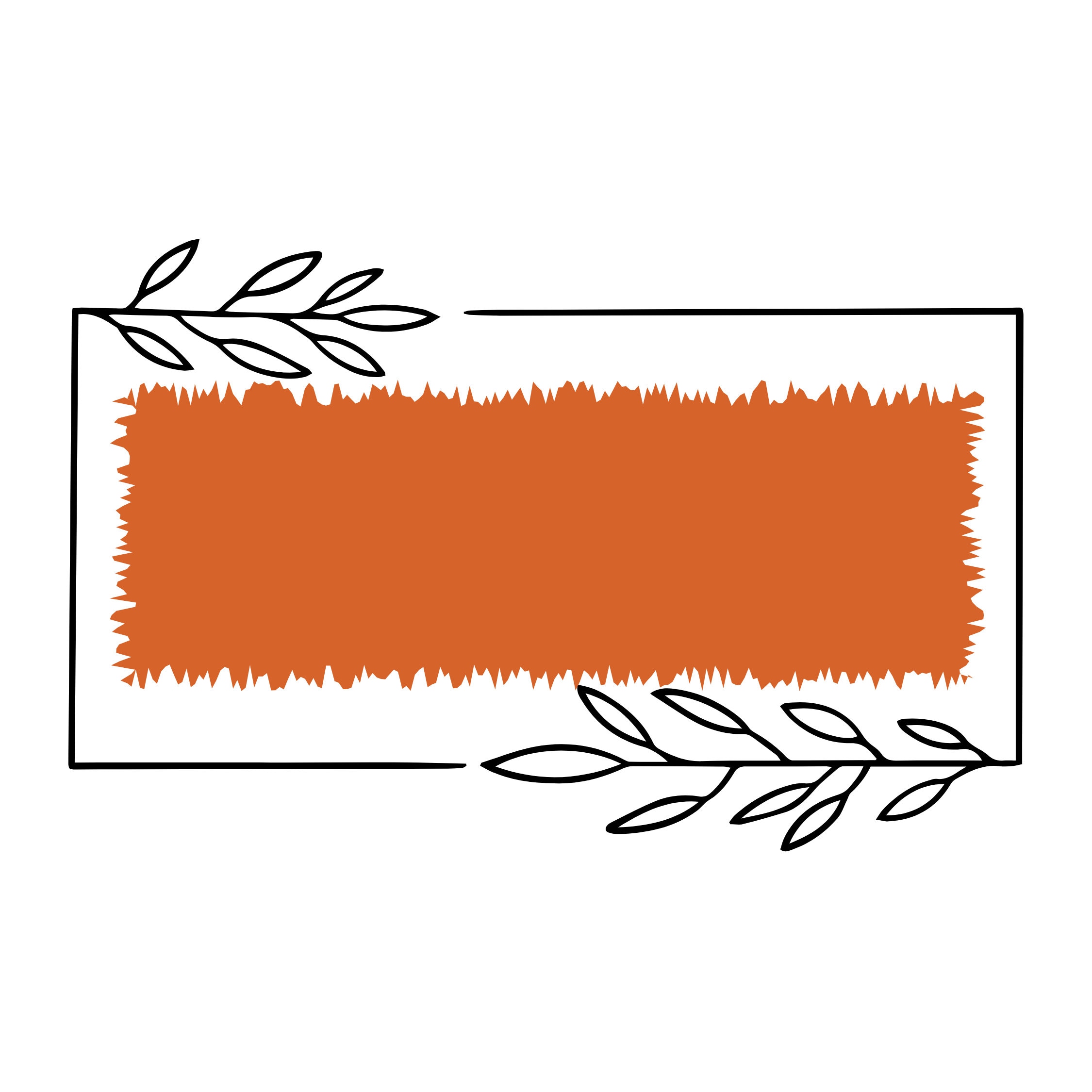Rectangle Leaf Outline Border Frame Rectangle Orange Brush Stroke Png ...