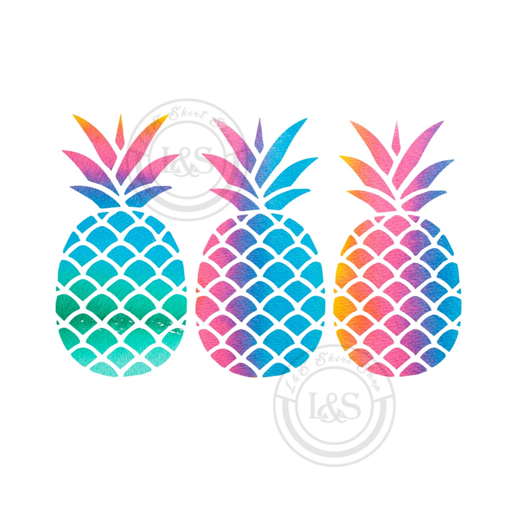 Pineapples Multi Color Rainbow Brush Stroke Clip Art, PNG, JPG ...