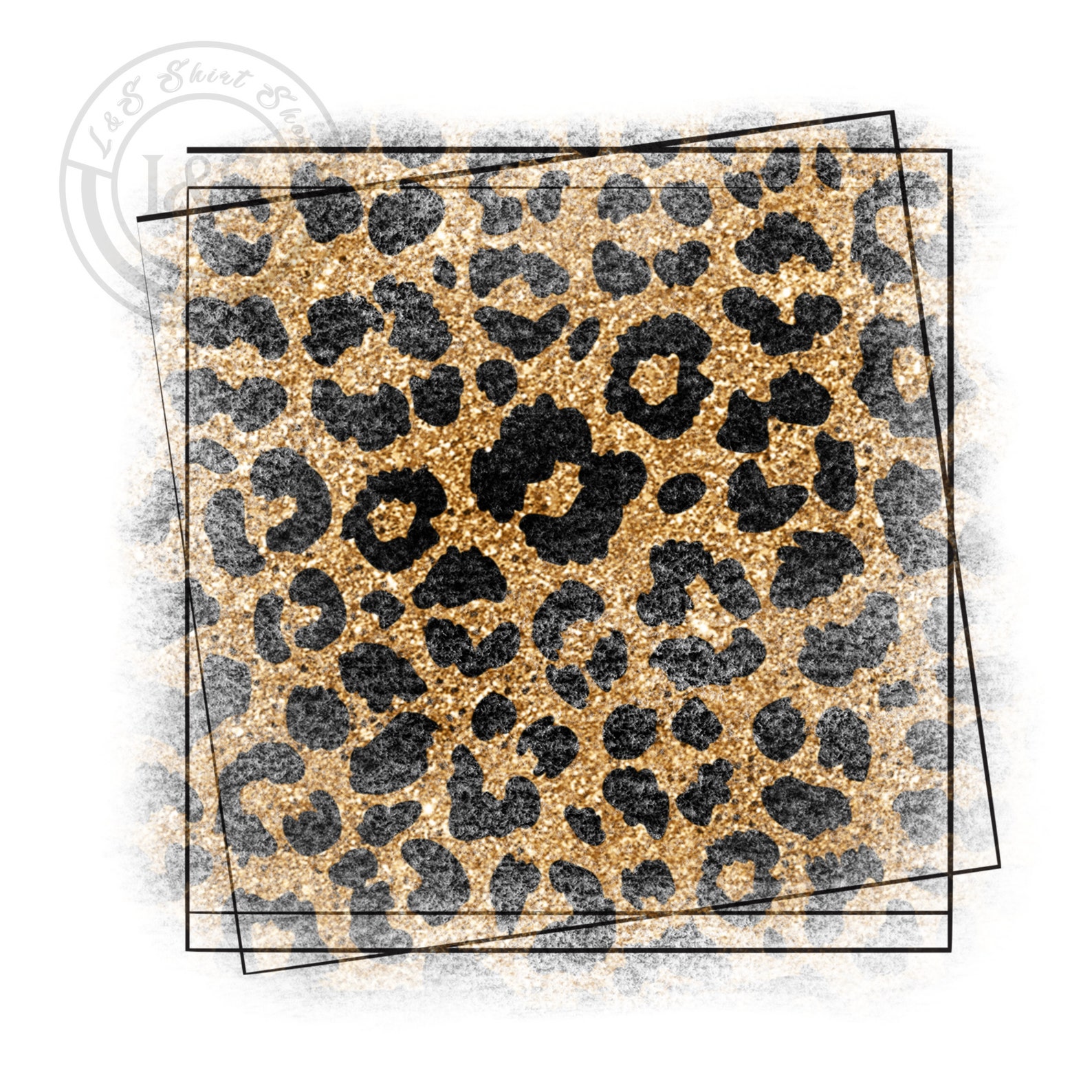 Multi Square Leopard Print Glitter Brush Stroke Circle Frame Clip Art ...