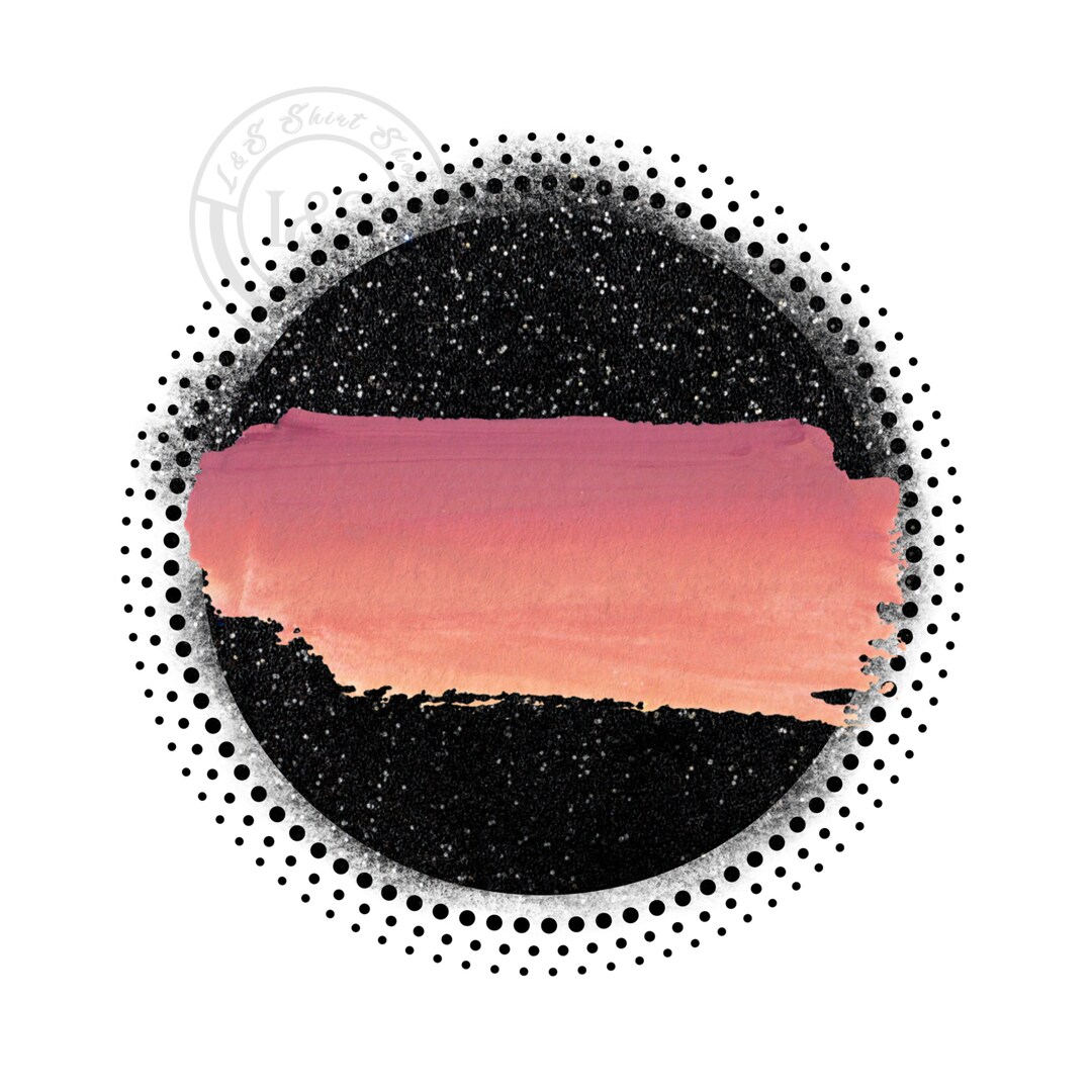 Circle Background Pink Brush Stroke Black Glitter Brush Stroke Border ...