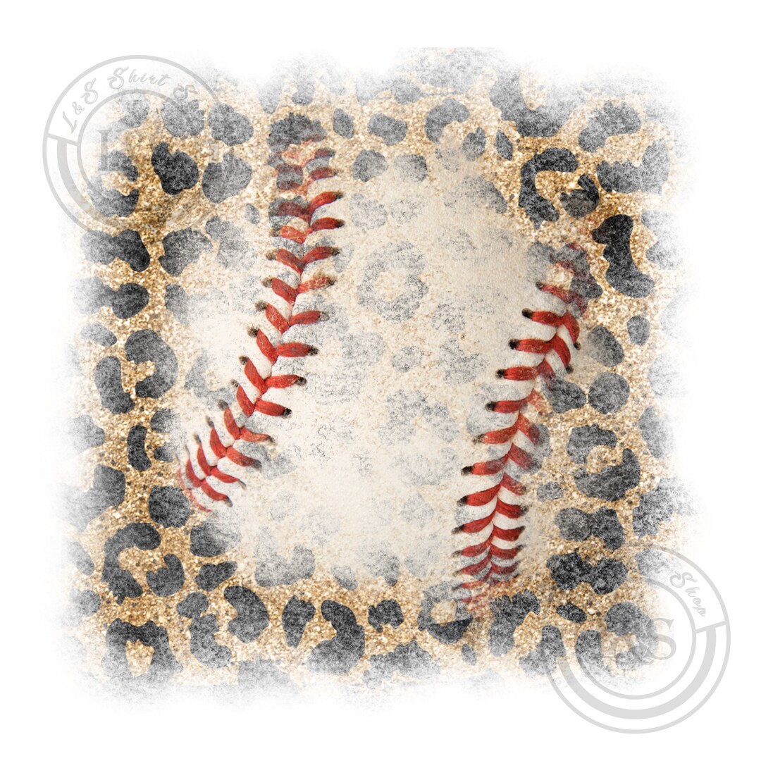 Baseball Leopard Print Brush Stroke Clip Art PNG JPG Digital Download ...