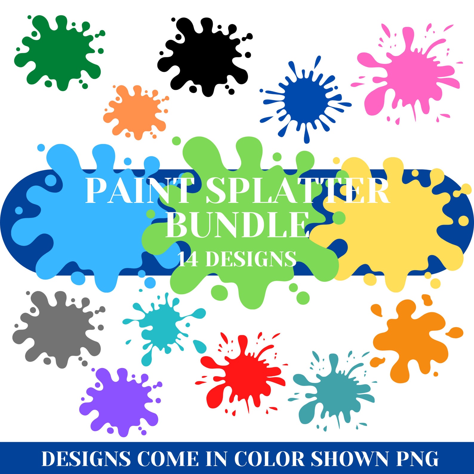 Paint Brush Splatter Png Bundle Hand Drawn, Brush Stroke Splatter Png ...