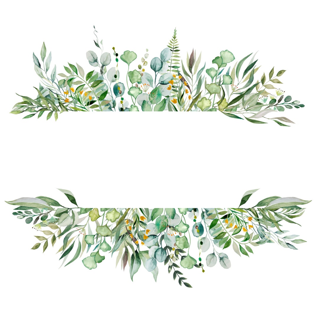 Watercolor Multi Green Leaves Border Png Jpg Transparent Background ...