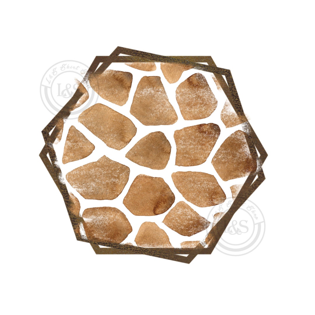 Giraffe Animal Print Background Brown Hexagon Frame Border Clip Art PNG ...