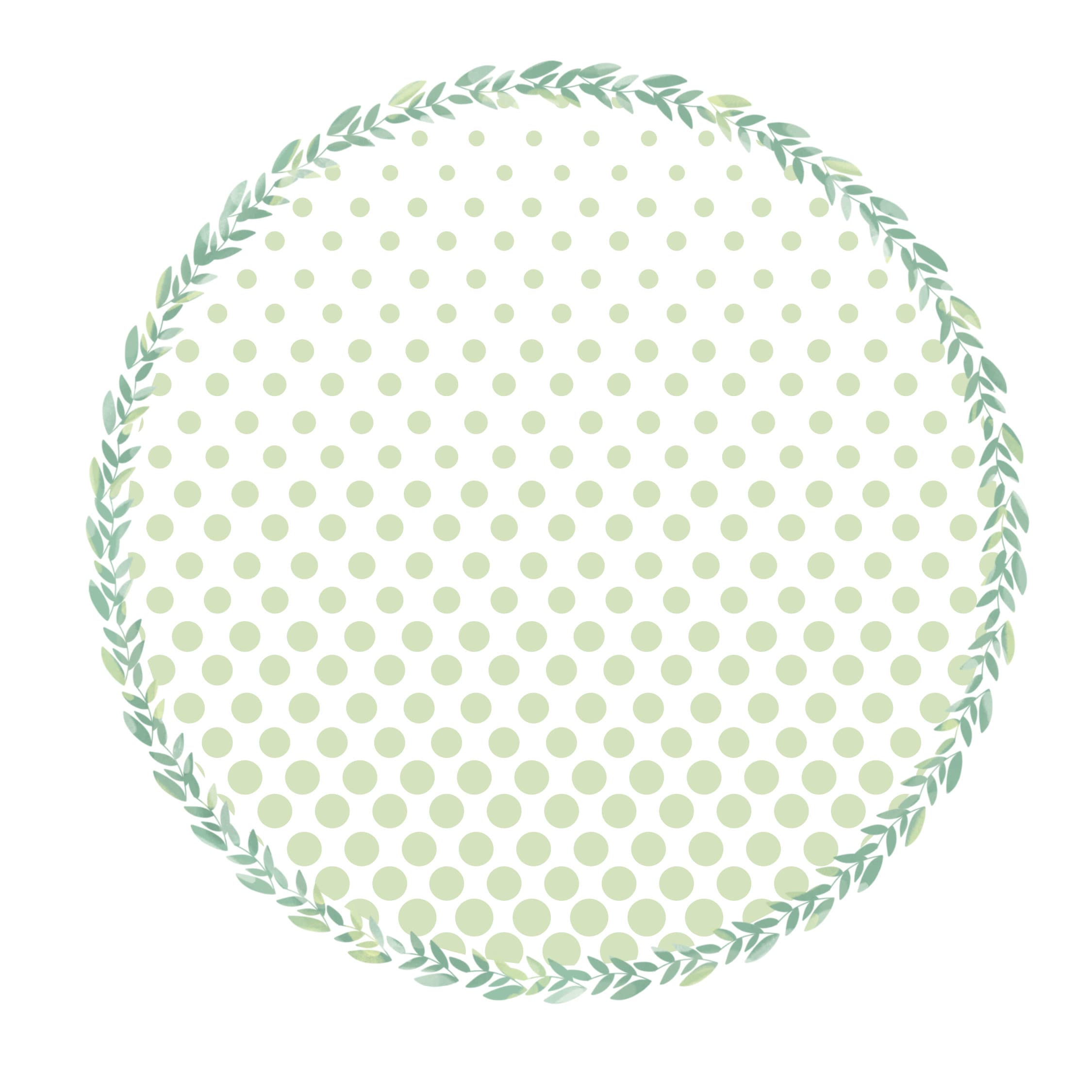 Circle Green Leaf Outline Border Frame Green Small Large Polka Dot ...