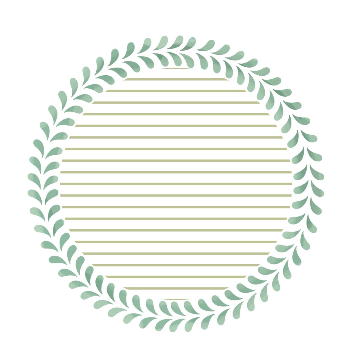 Green Leaf Circle Border Frame Lines Brush Stroke Circle Clip - Etsy