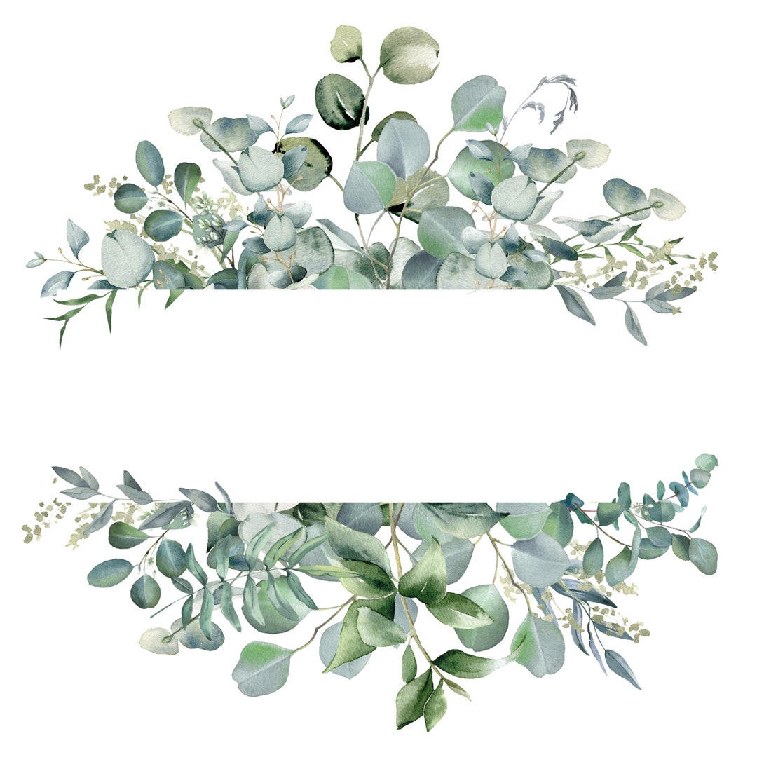 Deep Green Watercolor Leaves Border Png Jpg Beautiful Printable ...