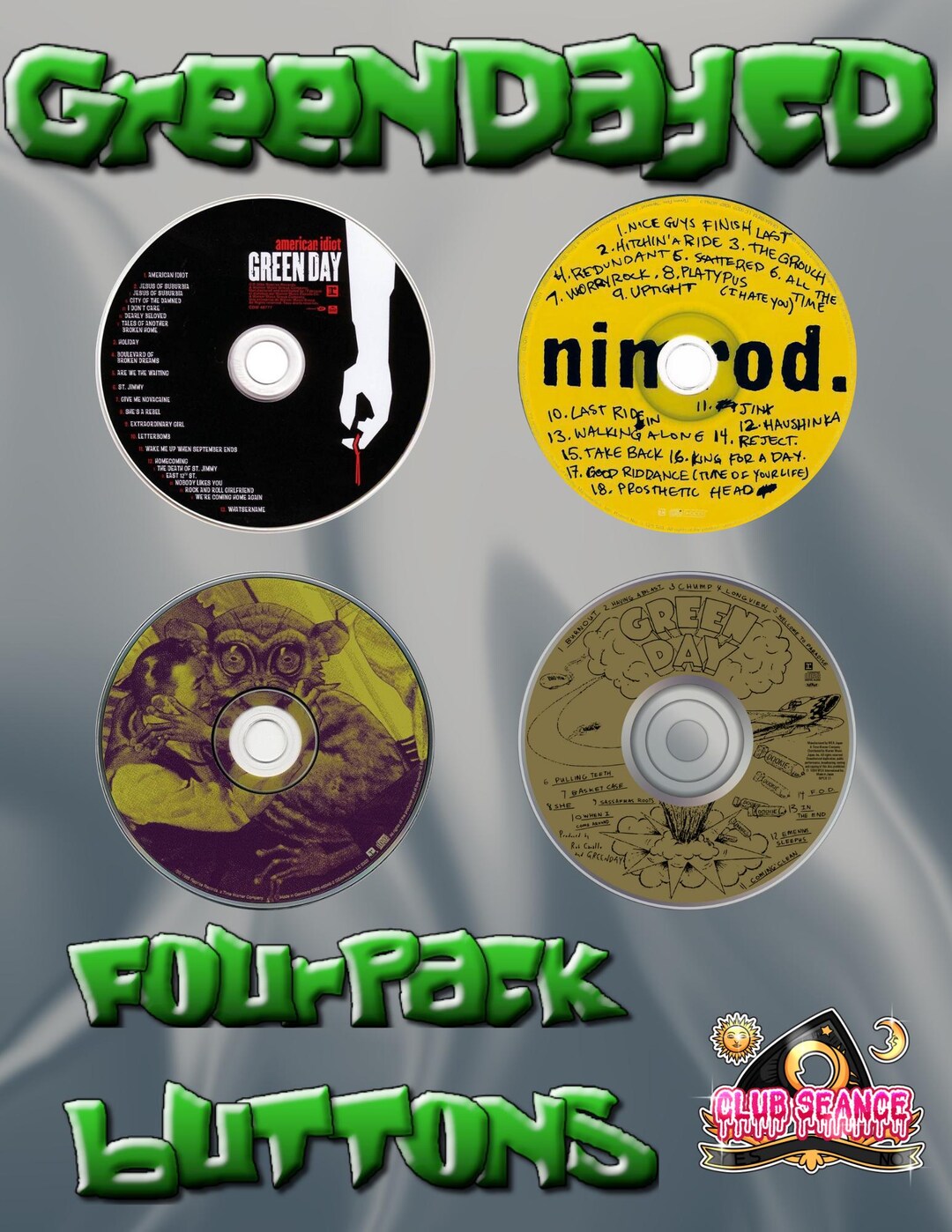 Green Day Albums CD Disc American Idiot Nimrod Insomniac Dookie 4 Pack ...