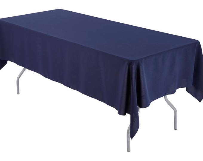 90 X 132 Rectangular Navy Tablecloth Polyester | Etsy