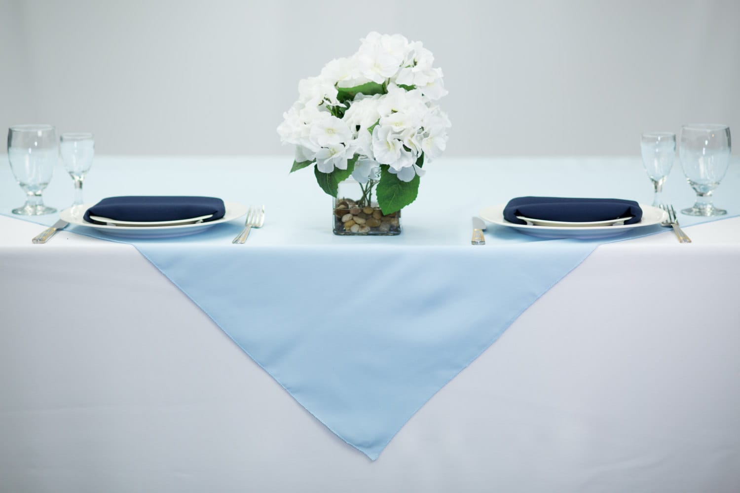 54 Inch Square Baby Blue Overlay Polyester | Baby Shower Tablecloth ...