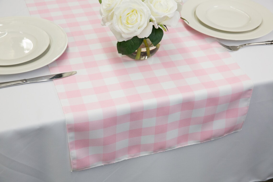 Pink and White Gingham Table Runner Wedding Table Runners - Etsy