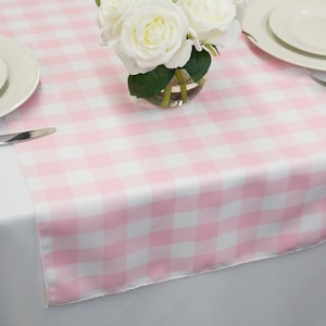 Pink and White Gingham Table Runner | Wedding Table Runners - Etsy