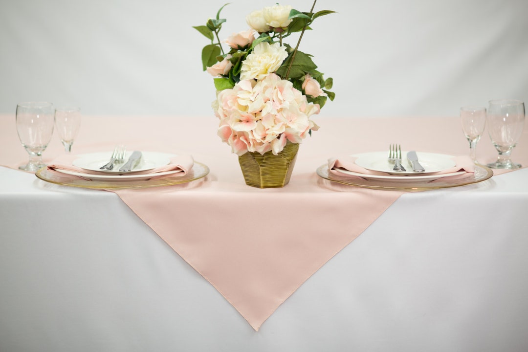 60 Inch Square Blush Tablecloth Polyester | Wedding Table Overlay - Etsy