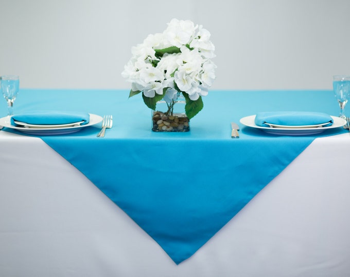54 Inch Square Turquoise Tablecloth Polyester Wedding Table Overlay - Etsy