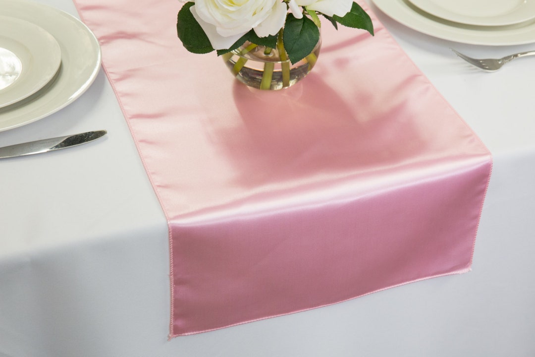 Pink Satin Table Runner Wedding Table Runners - Etsy