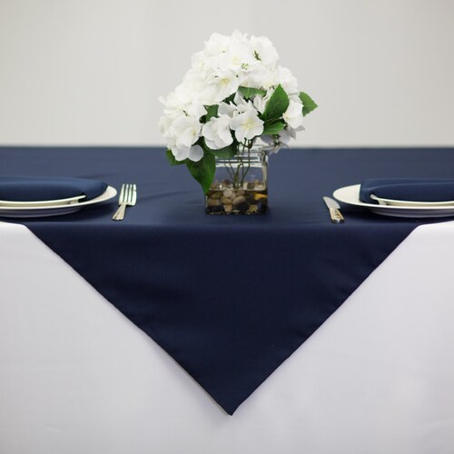 54 Inch Square Navy Blue Tablecloth Polyester Wedding Table | Etsy