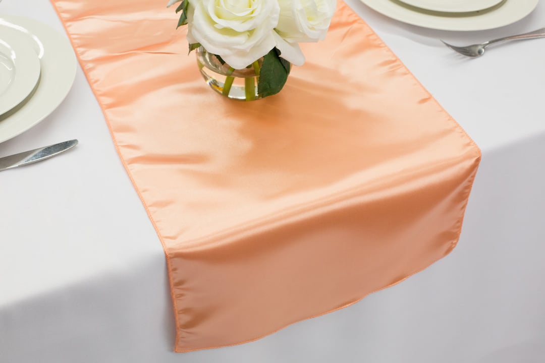 Peach Satin Table Runner | Wedding Table Runners - Etsy