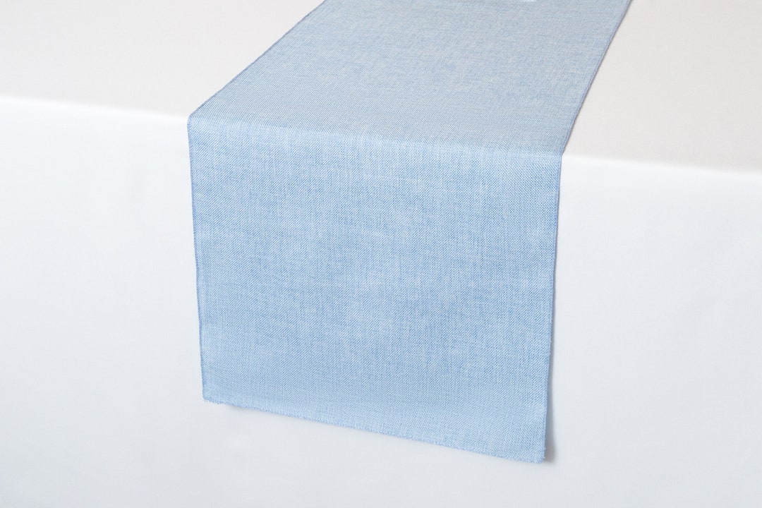 Baby Blue Faux Burlap Table Runner | Vintage Linen Table Runner | Many ...