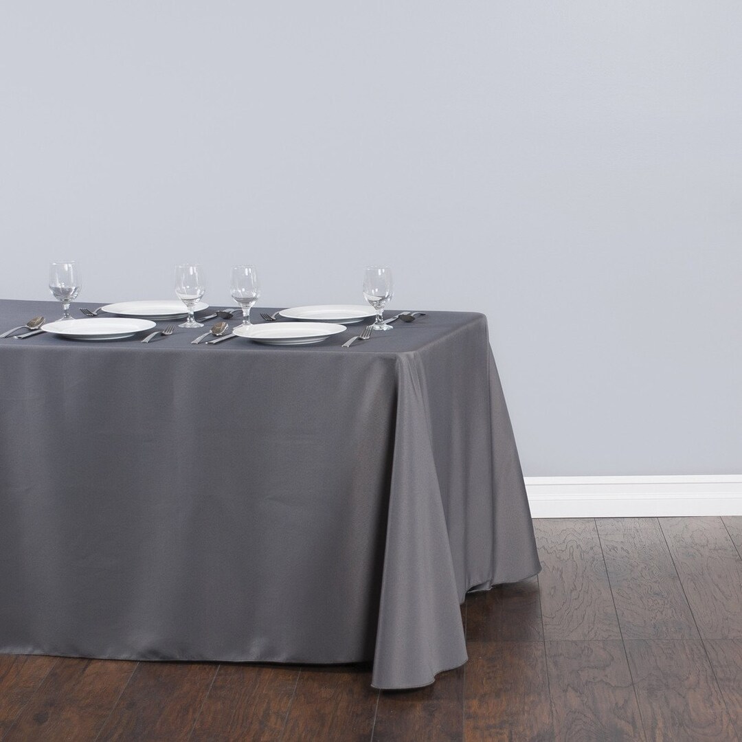 90" X 156" Rectangular Charcoal Gray Tablecloth Polyester | Wedding ...