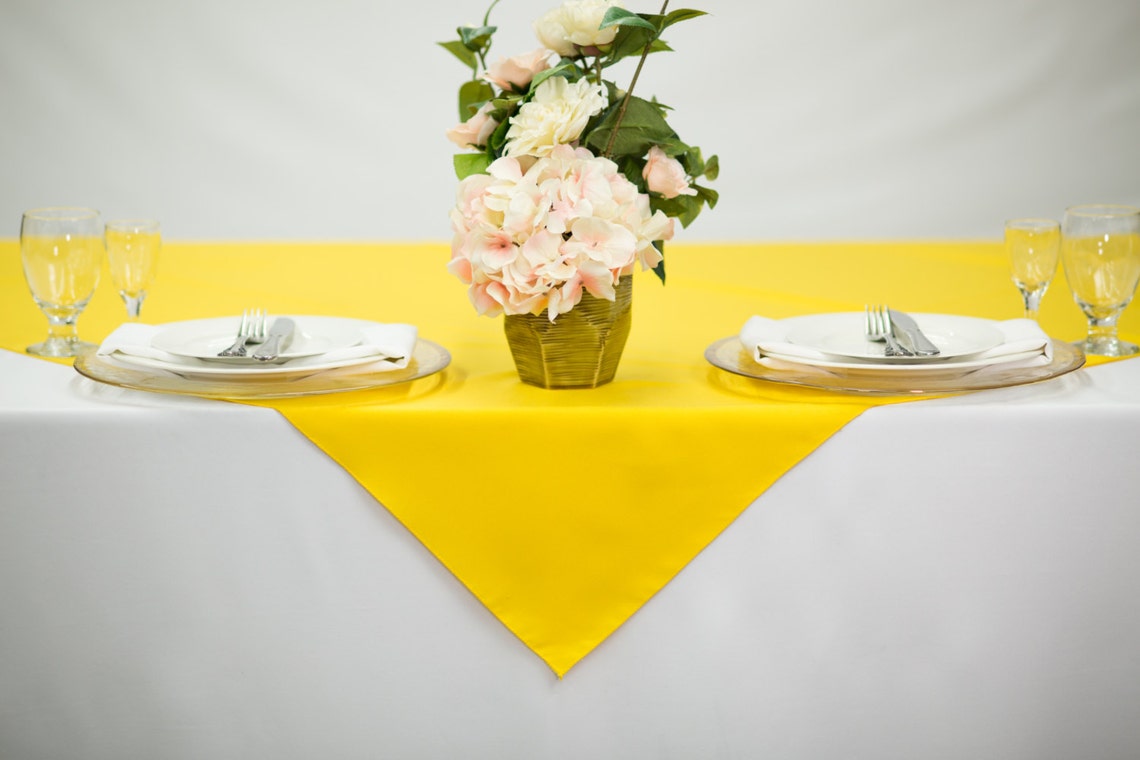54" Square Yellow Tablecloth Polyester | Wedding Table Overlay - Etsy