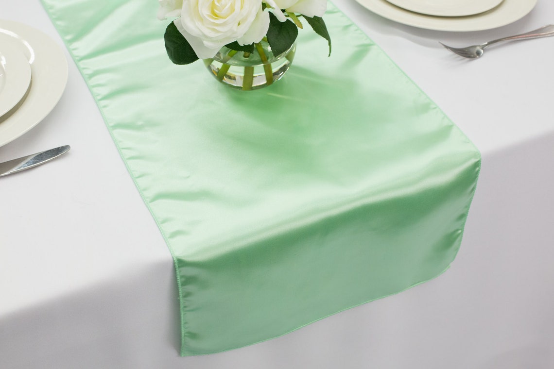 Mint Satin Table Runner Wedding Table Runners | Etsy