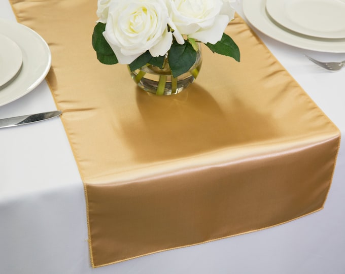 Gold Table Runners, Textured Pinch Pleat, for Kitchen, Dining, Round ...