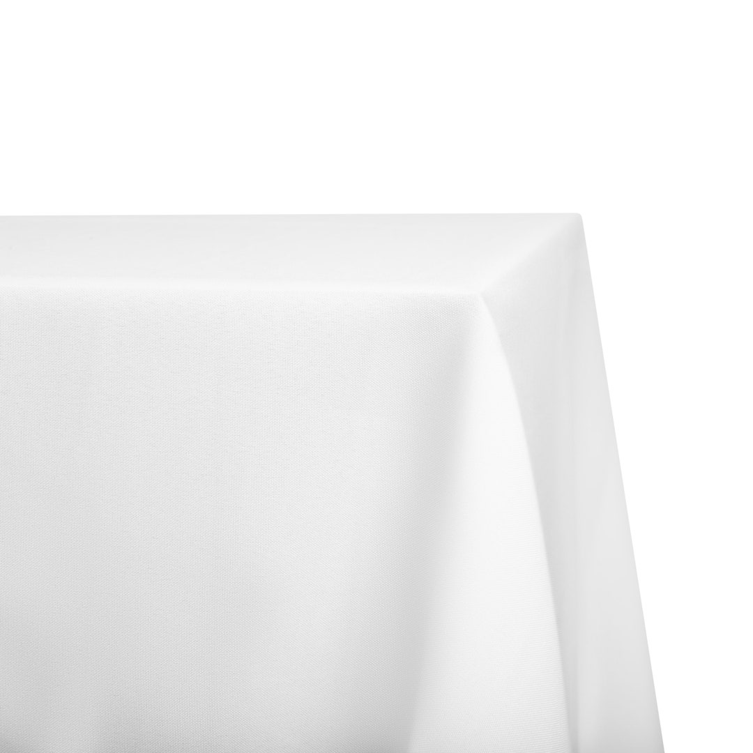 108" X 156" Rectangular White Tablecloth Polyester | Wedding Tablecloth ...
