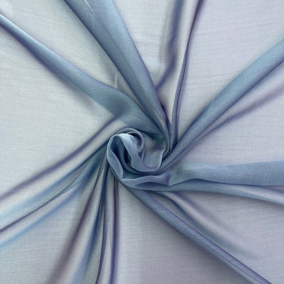 Perry Blue Poly Chiffon Silk Fabric Fabric by the Yard - Etsy