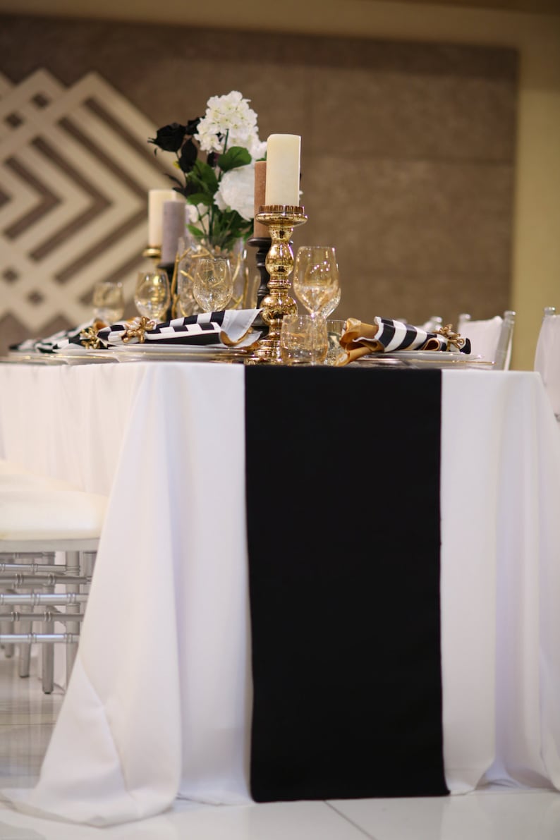 Black Table Runner Polyester Wedding Table Runners | Etsy
