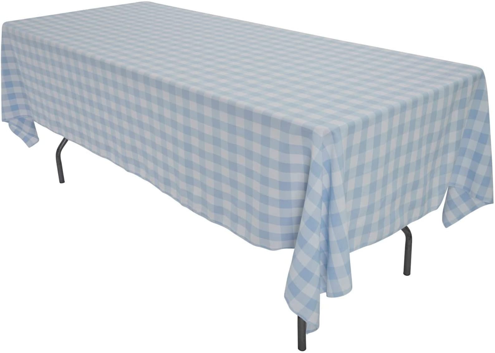 60 X 126 Baby Blue and White Gingham Check Rectangular Tablecloth ...