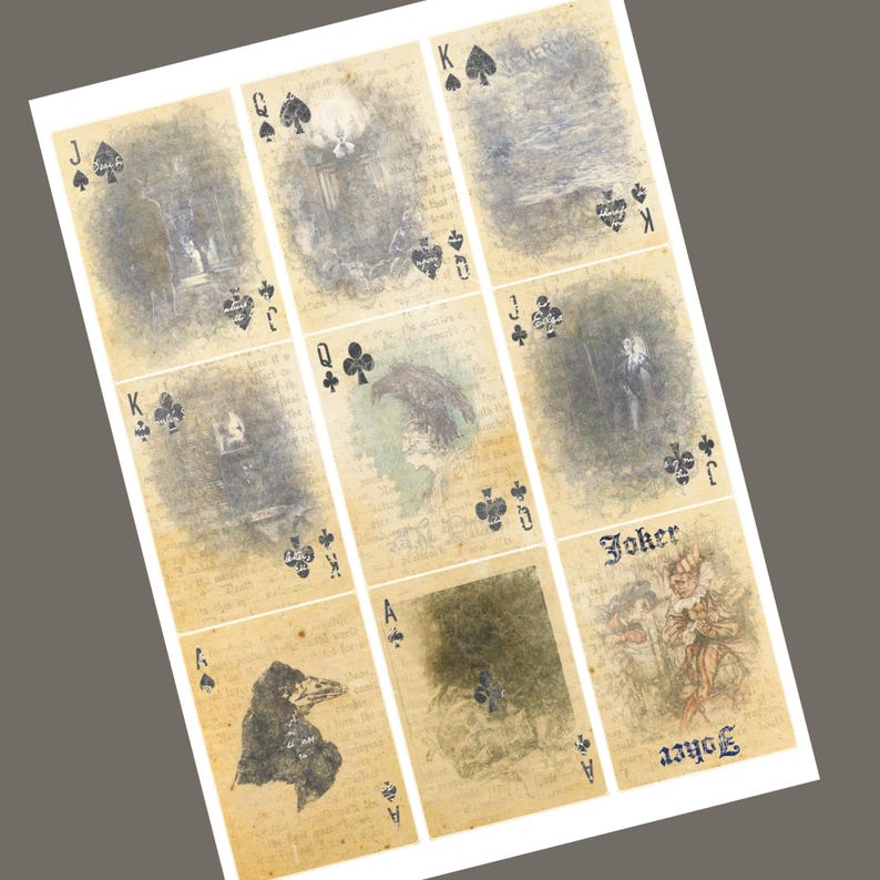 Edgar Allan Poe Playing Cards Printable Playing Cards - Etsy